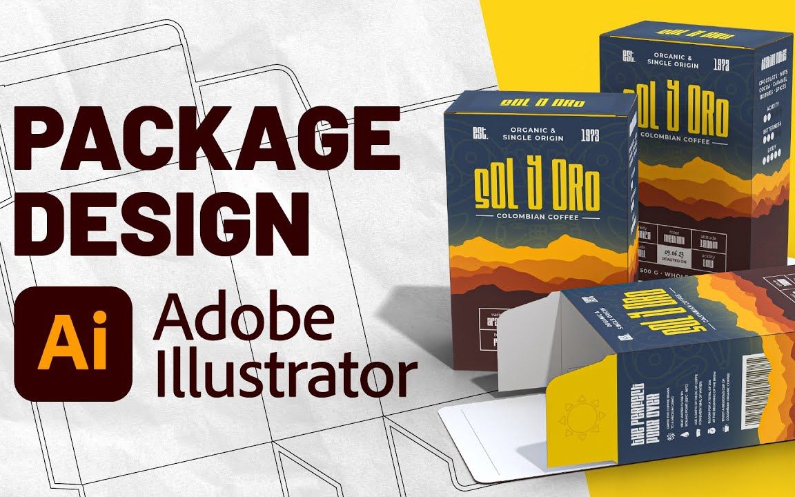【AI】快速Illustrator平面图案设计+盒型刀位 + 3D模型中的包装设计教学