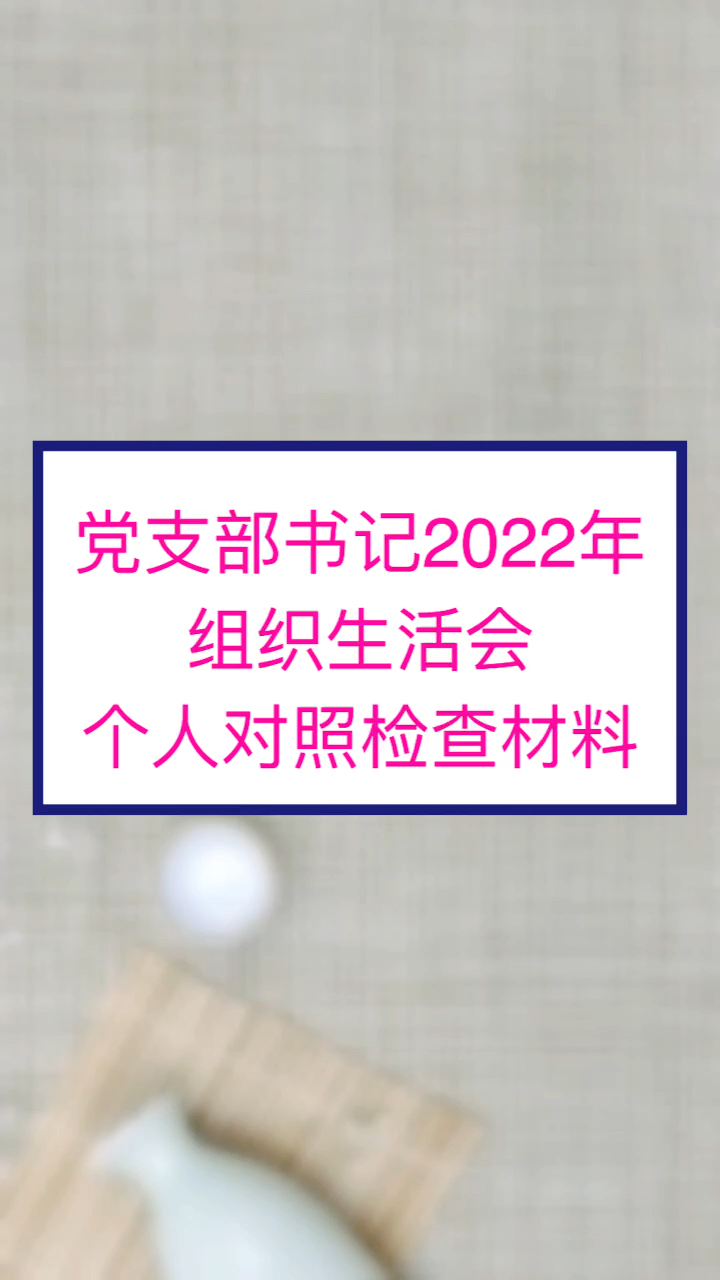党支部书记2022年组织生活会个人对照检查材料
