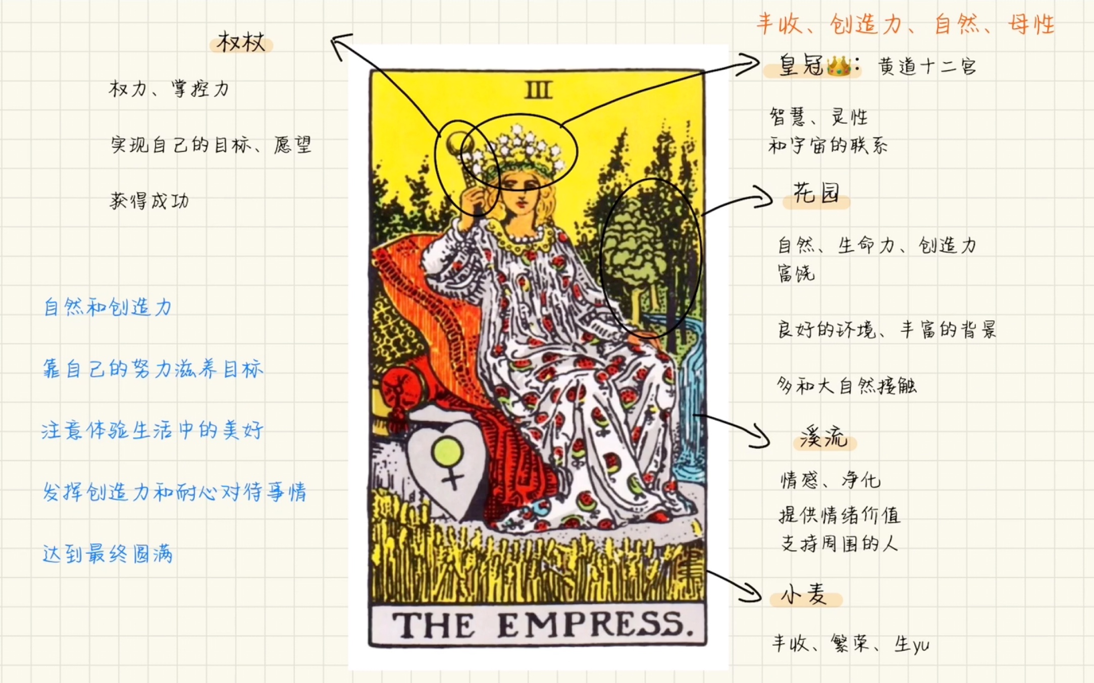 【从0开始的塔罗牌教学】女皇牌正位逆位解读