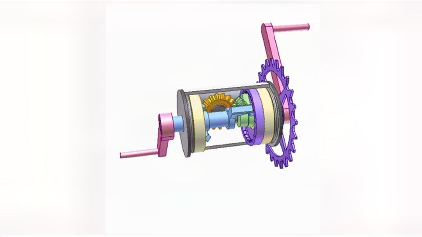 [机械原理动图]单向旋转的角度往复运动机制运行原理-机械设计