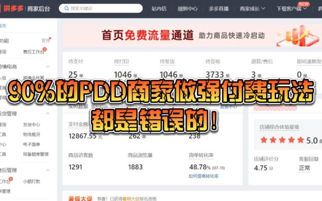拼多多运营:多多店铺新品新店如何用强付费玩法,让你避免踩坑