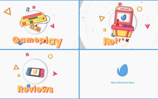 AE模板-游戏频道卡带游戏机游戏手柄PSP街机特效的动态LOGO片头...