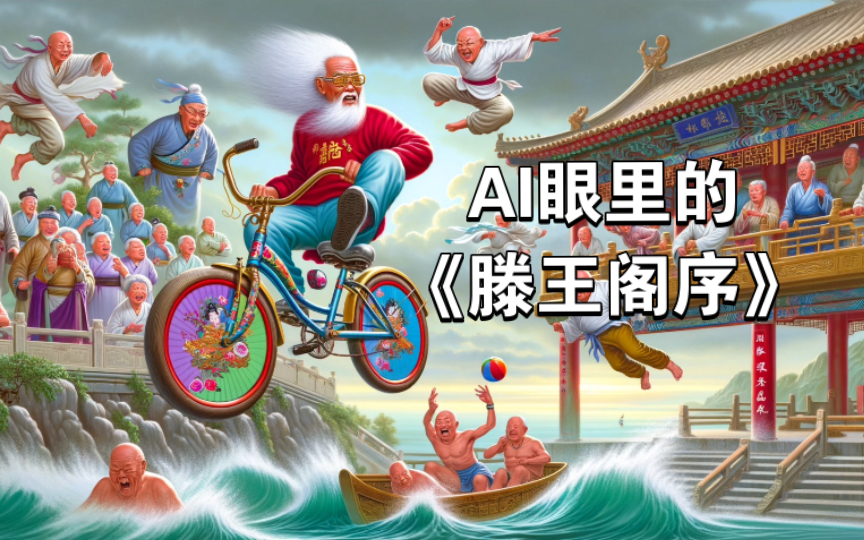 国学经典《滕王阁序》遇到AI绘画,会擦出什么火花呢?使用文言文原文...