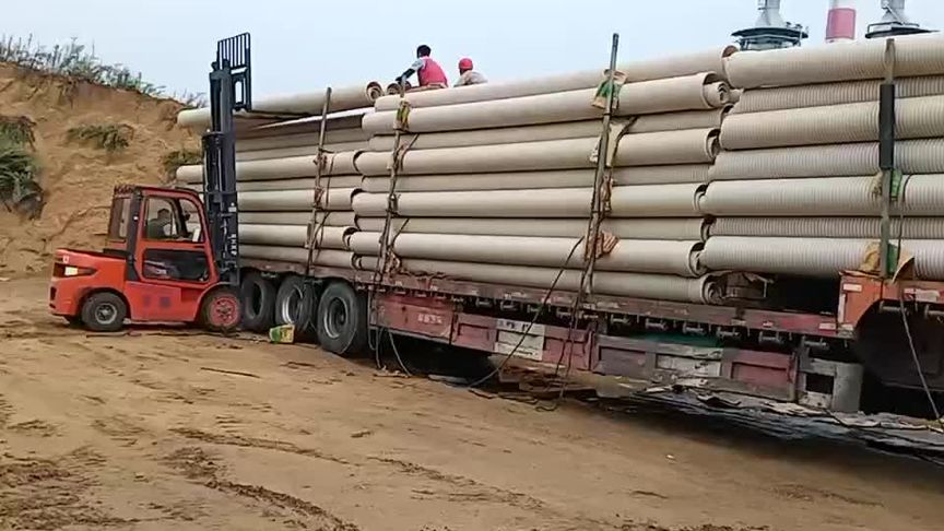 平度工地,300套200套160套110pvc双壁波纹管到货,价格美丽