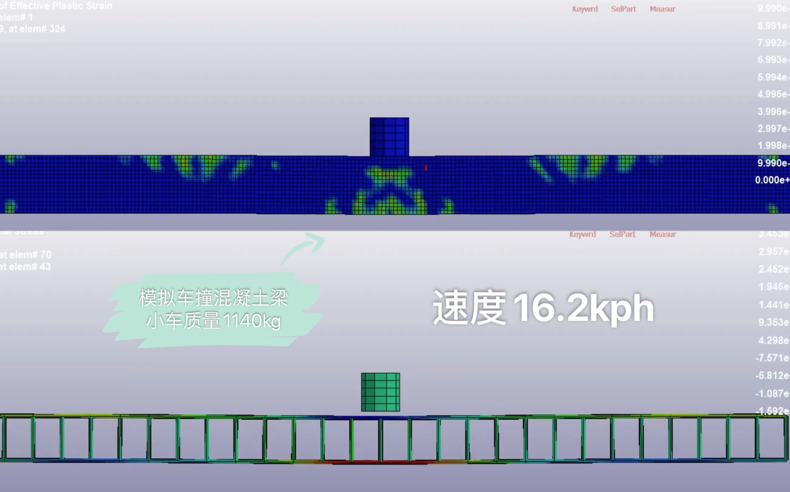 lsdyna模拟车撞混凝土梁 lsprepost 后处理