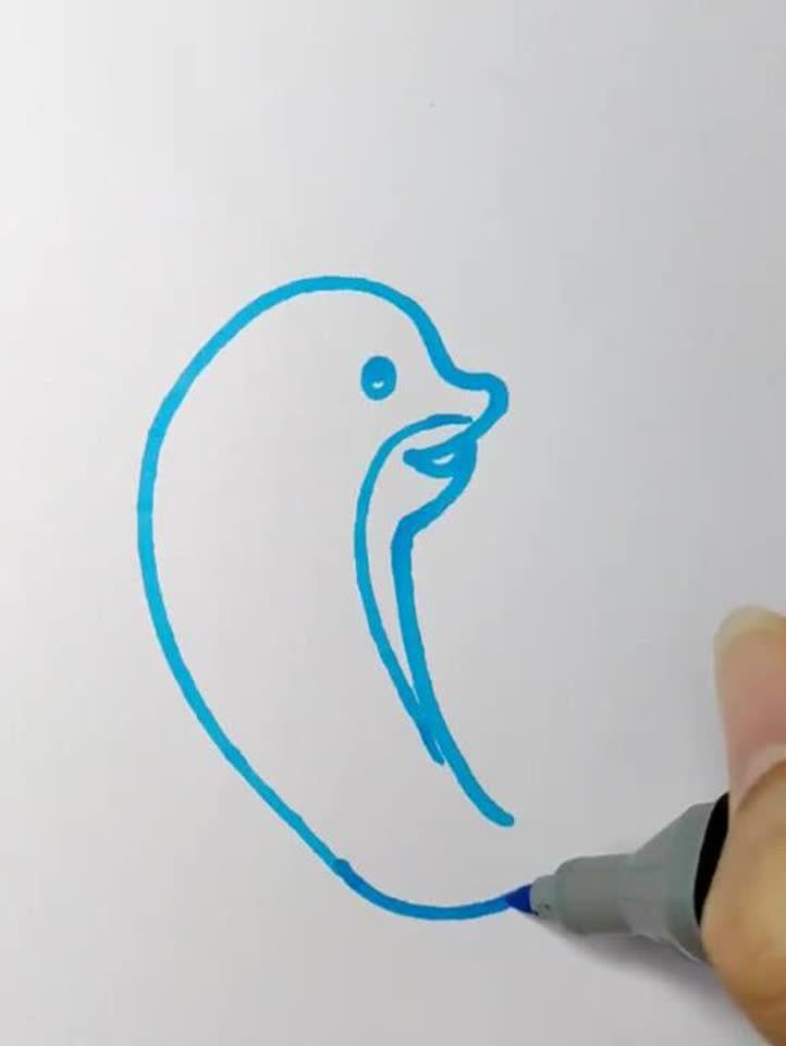 这样画海豚简单又可爱简笔画
