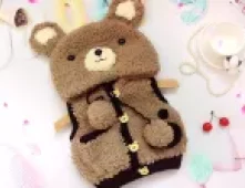 小熊马甲配件视频教程泡泡编织绒绒线马甲衣服戴帽子珊瑚绒