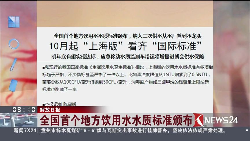 你的饮用水符合标准吗?上海颁布饮用水标准 多项指标趋于严格