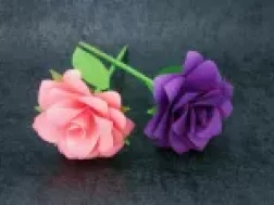 很漂亮的玫瑰花折纸, 做法特别简单, 小孩子也能看懂的手工