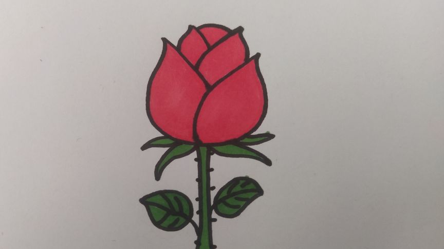 创意简笔画教程—用两个字母Y画一朵漂亮的玫瑰花简笔画