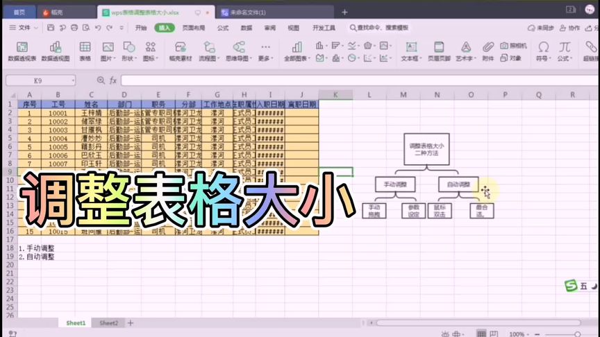 wps表格怎么快速调整表格大小一致都一样自适应行高列宽#wps表格