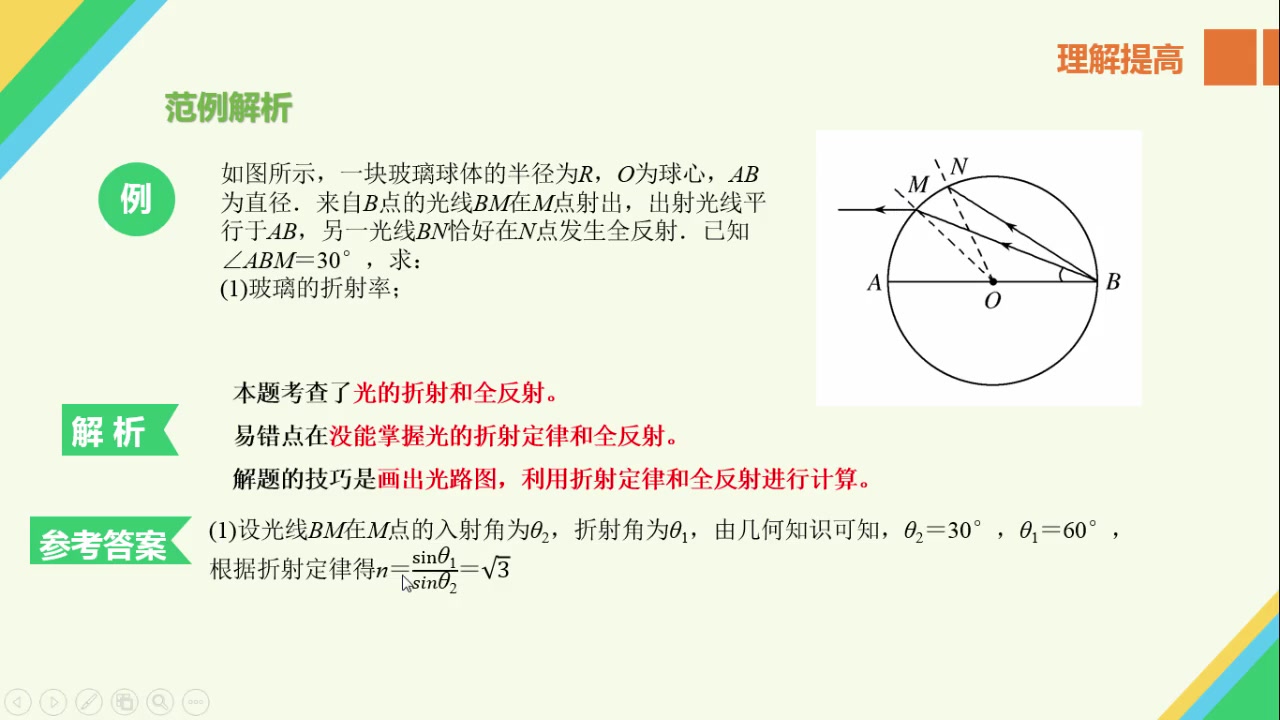 物理:如何利用光的折射定律和全反射进行计算