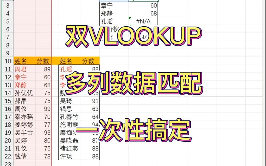 双vlookup查询,同时匹配两列数据