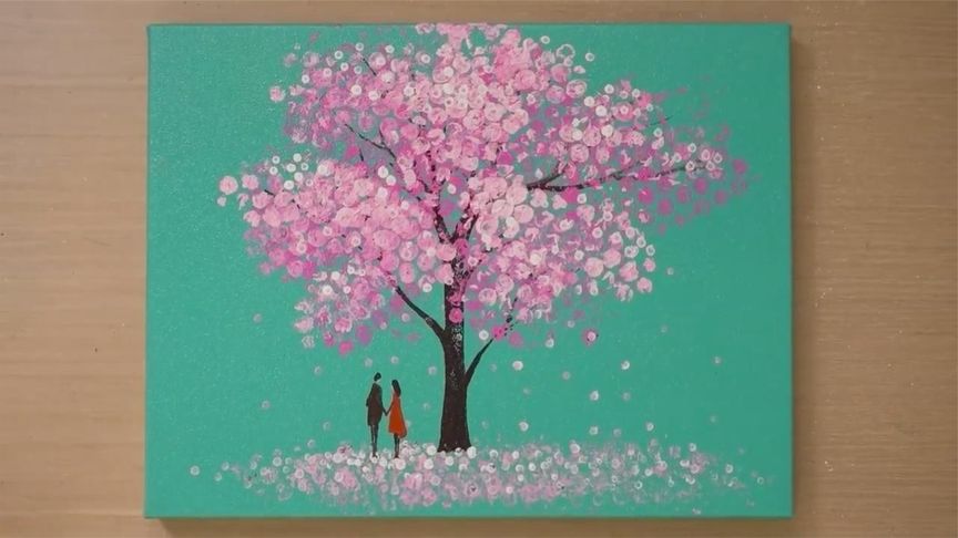 手工绘画的技巧,美丽的樱花树!