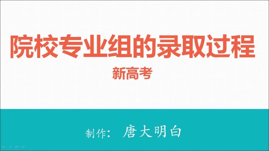 新高考下,院校专业组的录取过程(动画演示)