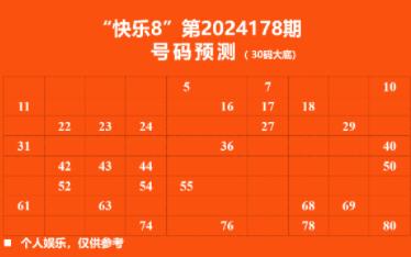 “快乐8”第2024178期号码预测