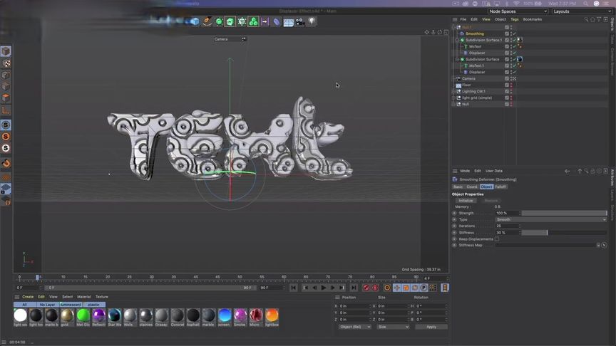 【C4D教程】置换效果器Object_Text效果教程
