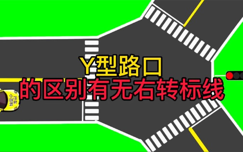 Y型路口有无右转标线的区别,你知道吗