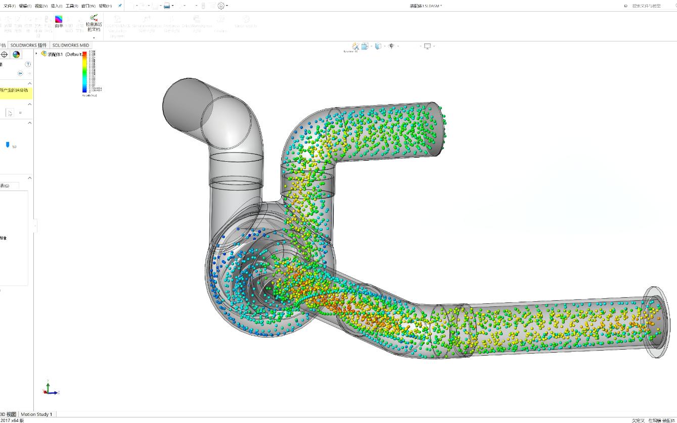 SOLIDWORKS 管道涡轮流体模拟演示分析