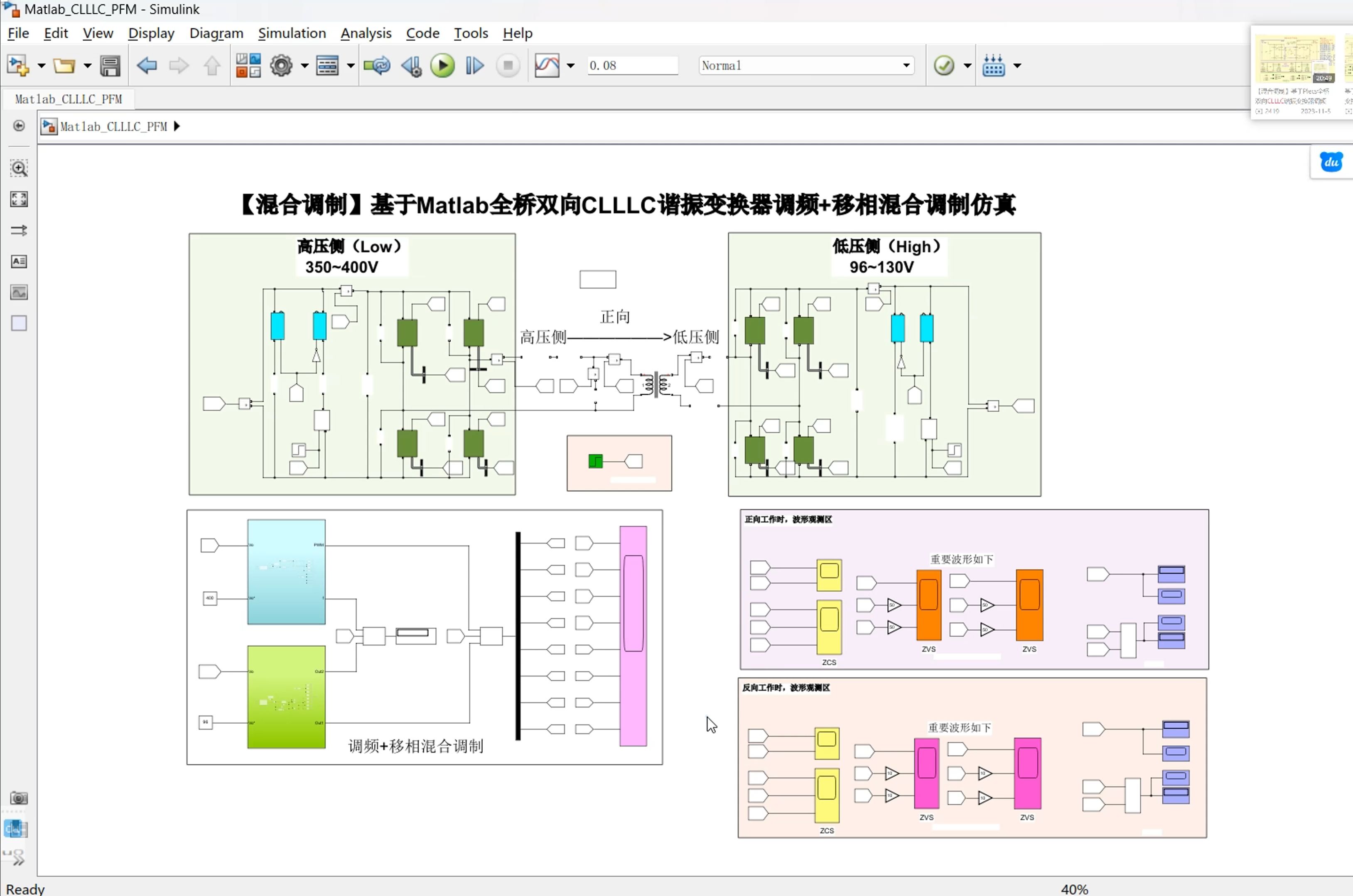 【混合调制】基于Matlab全桥双向CLLLC谐振变换器调频+移相混合...