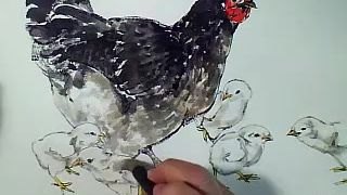 造型准确可爱的国画小鸡教程-梅若老师优质教学