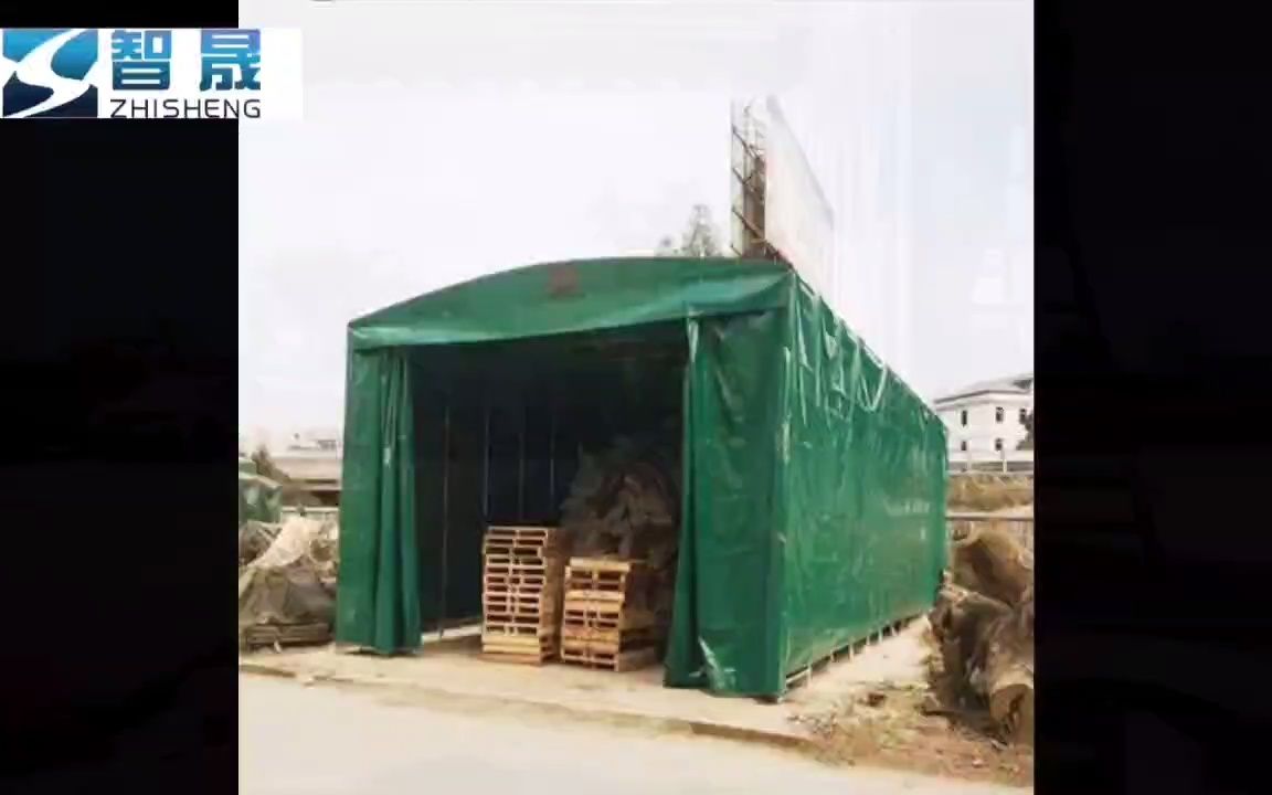 六安叶集-工业仓储移动篷房-手动轮式推拉棚-大型商业街雨篷-智晟...