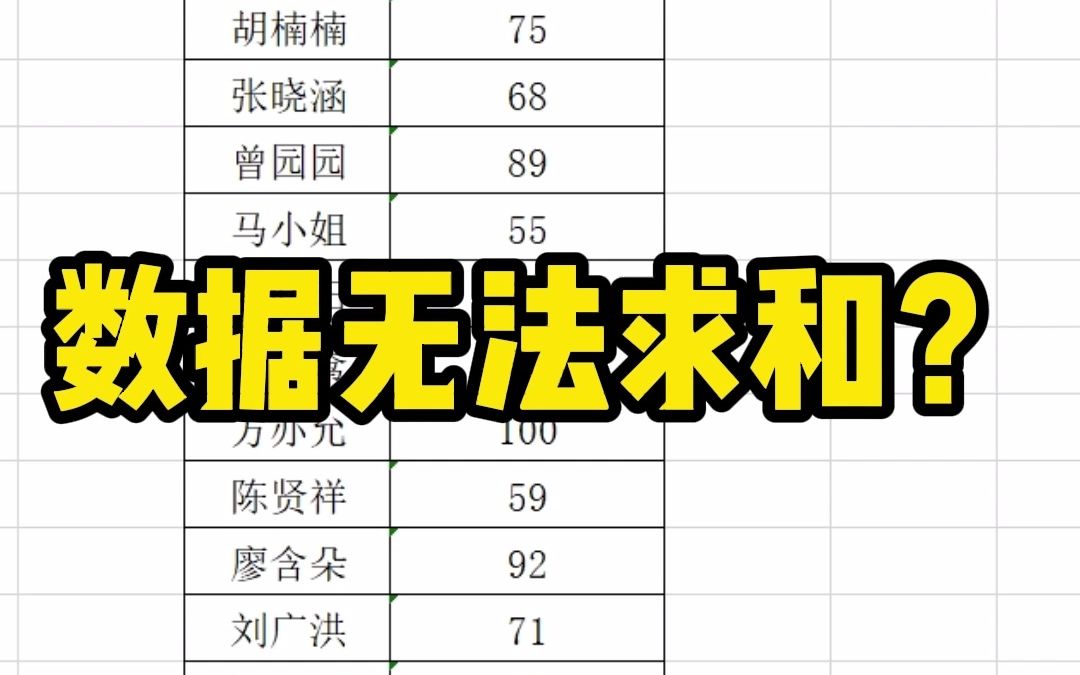 数据无法求和是什么原因呢?
