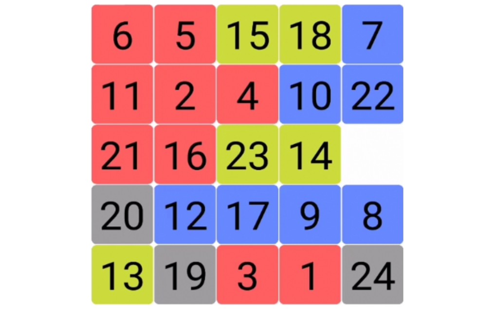 【数字华容道】5×5,6秒多就够复原了?