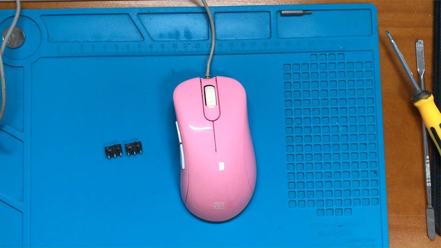 猛男色卓威ec2-b电竞游戏鼠标拆解 维修 更换左右按键微动曼巴8.0