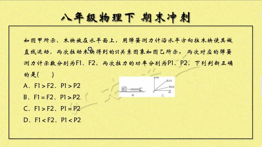 八年级物理:一弹簧测力不同的速度拉动木块,拉力的大小变了吗?