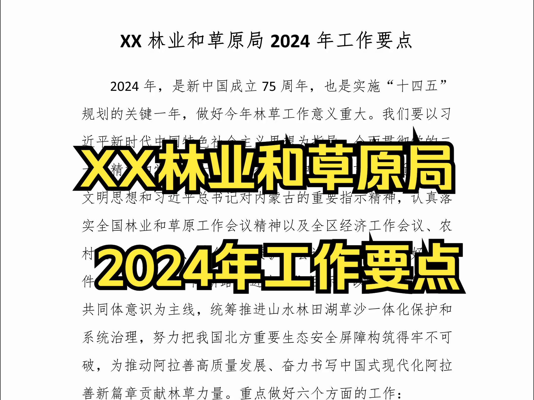 XX林业和草原局2024年工作要点