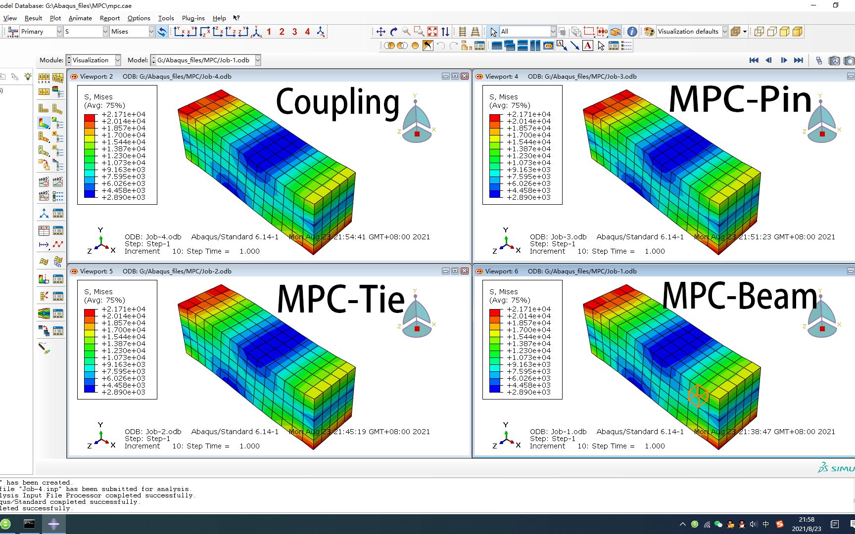 【Abaqus】第四十三讲:MPC约束Beam, Pin, Tie和Coupling耦合约束...
