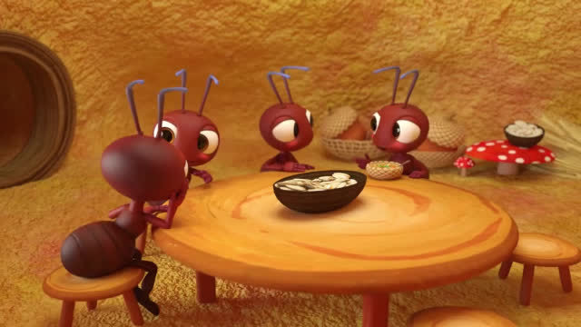 小蚂蚁过河,用树叶做了一条船,英语启蒙歌曲动画