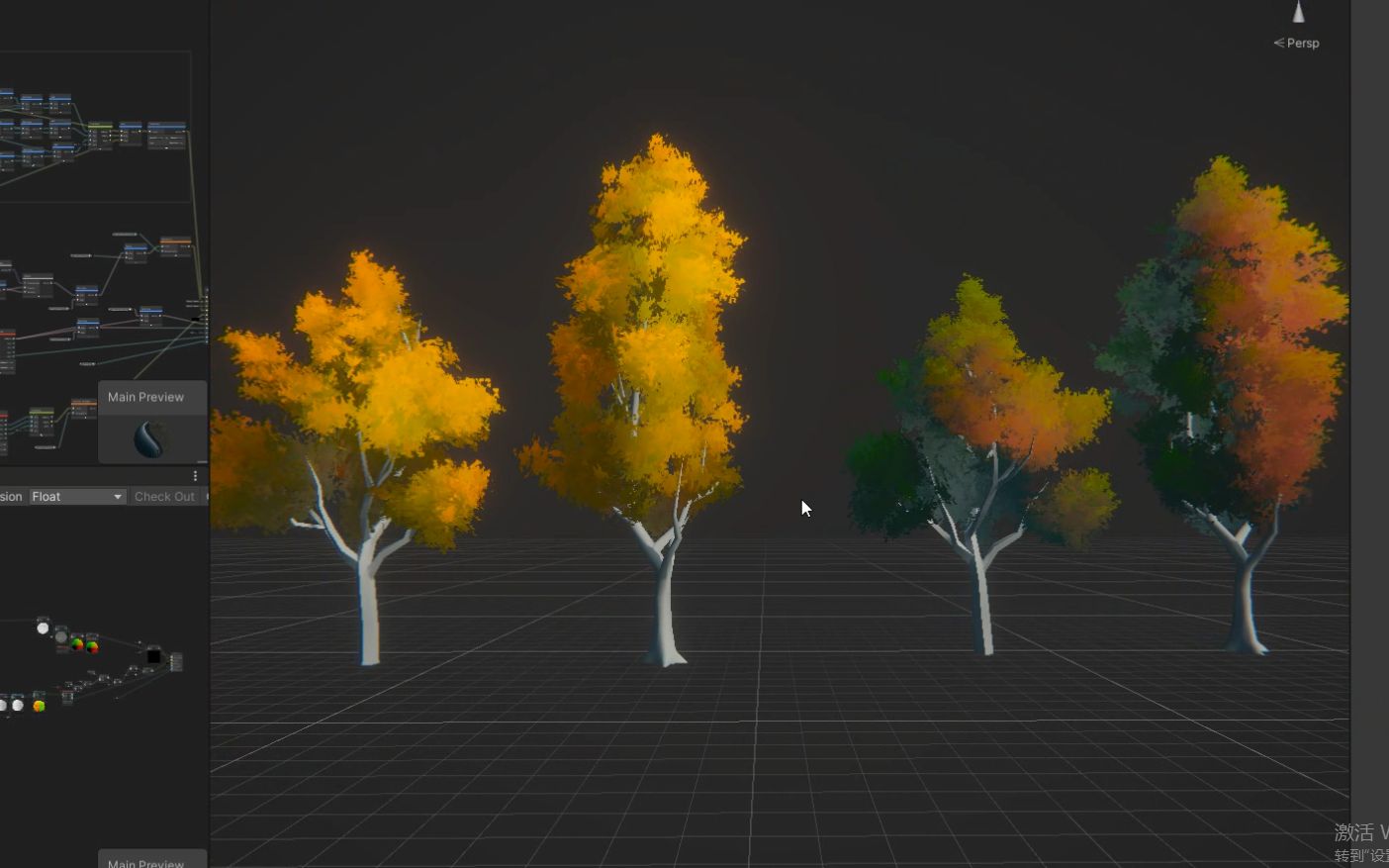 shader graph自制二次元树木效果,风吹动树叶,整体摆动还在学习中,多...