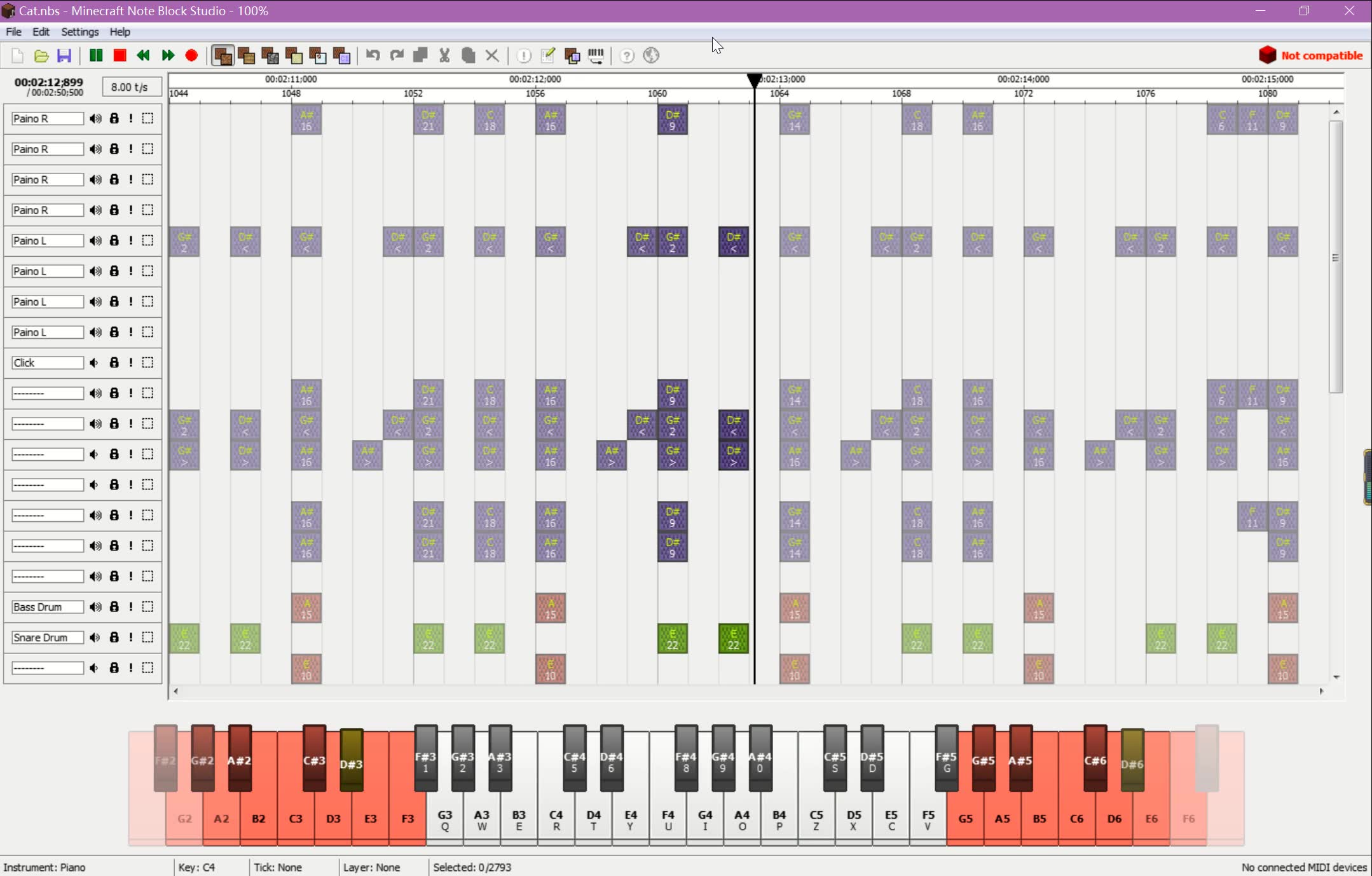 【我的世界音符盒编辑器】红石音乐:Cat
