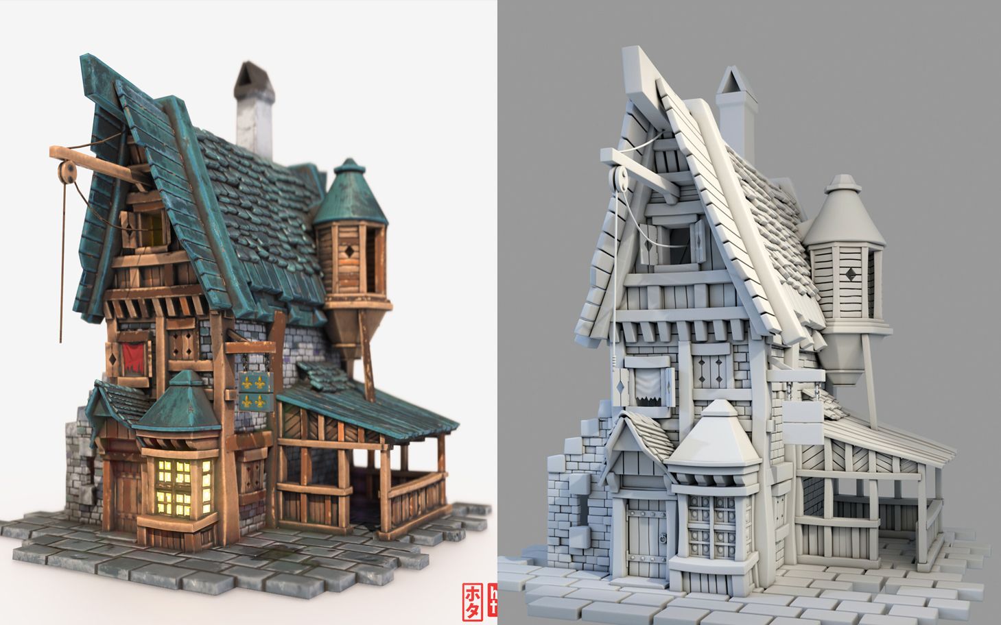 【3DMAX】新手场景建模卡通场景3D建模,max入门建模