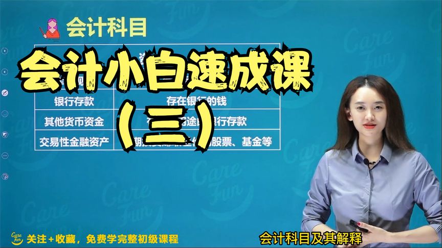 2023年初级会计课:会计小白零基础速成第3节:会计科目解释(1)