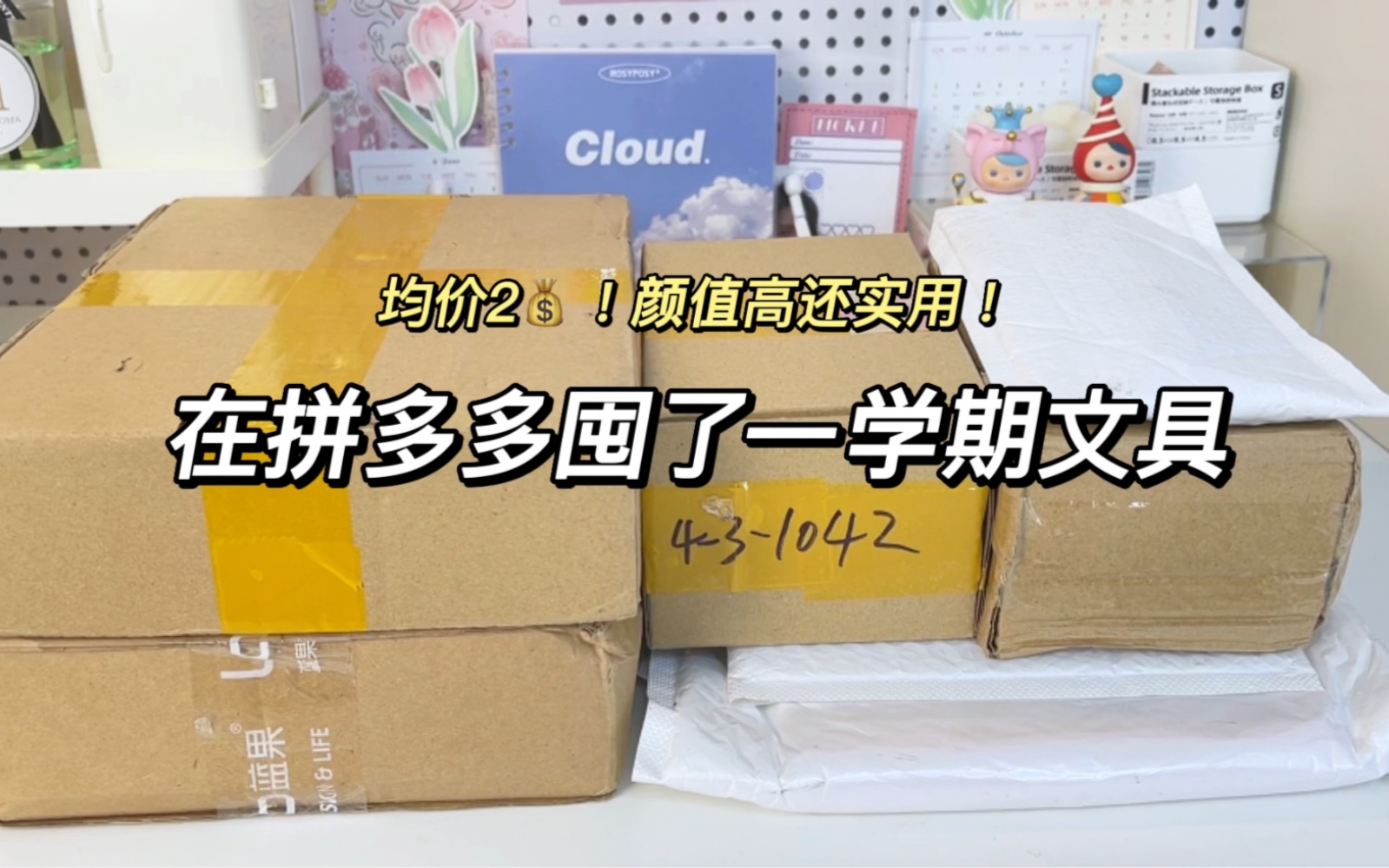开学快乐!一口气在拼多多囤了一学期的文具?!奶油兔贴纸本|hellokitty...