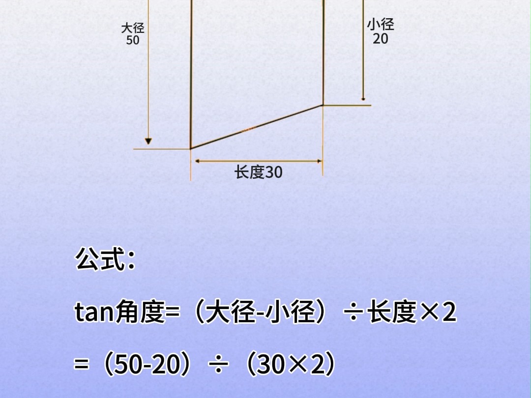 倒角角度计算公式,已知大径小径,求倒角度数