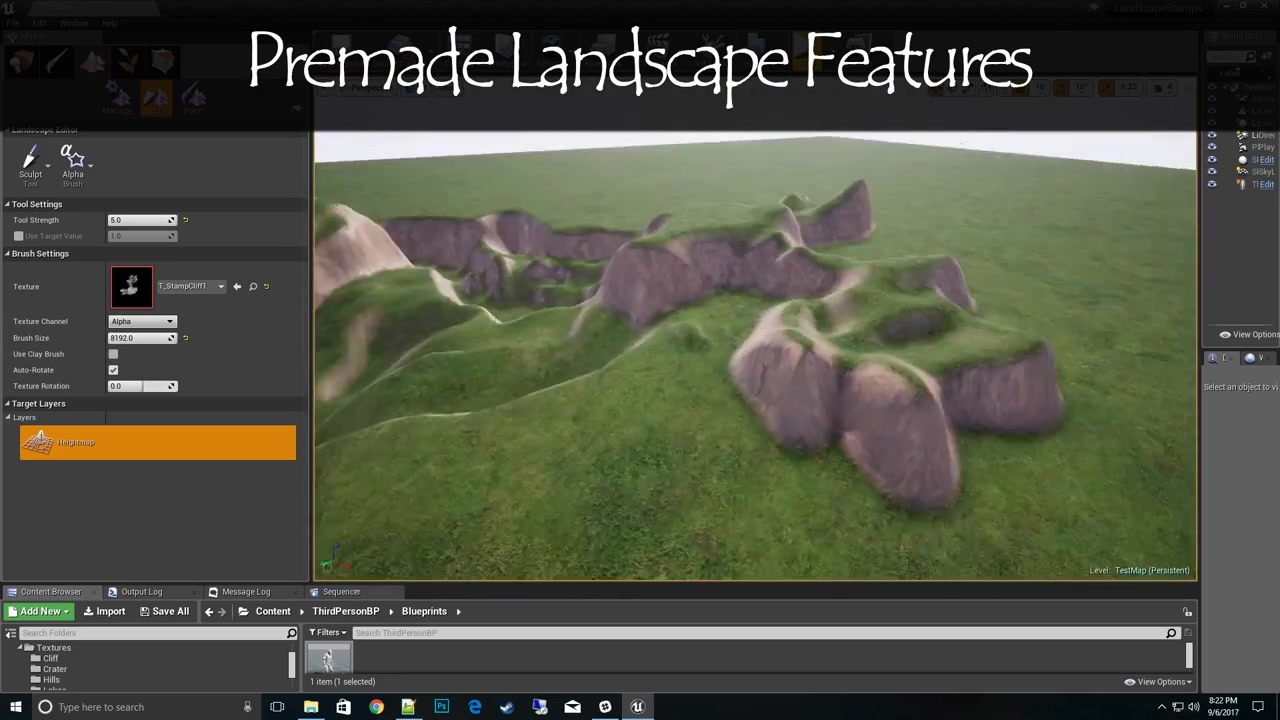 【资源贴图库】UE4 各自带通道的地形笔刷