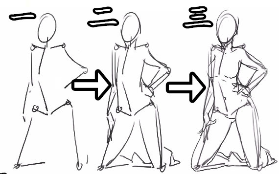 【人体三部曲】人体真的很简单!火柴人会画吧?三个步骤教你学会人体!...