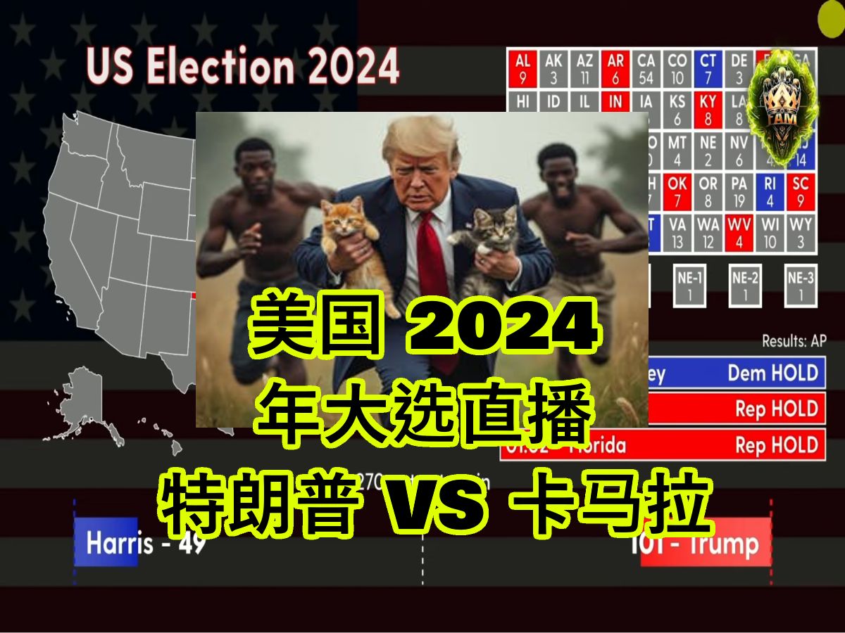 美国 2024 年大选直播 特朗普 VS 卡马拉 US 2024 election live trump ...