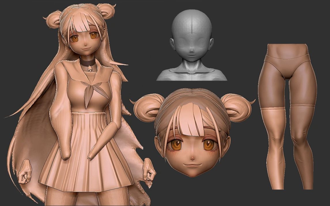 ...零开始教你,脸型、头发、身体全身模型制作,zbrush人物角色建模教程