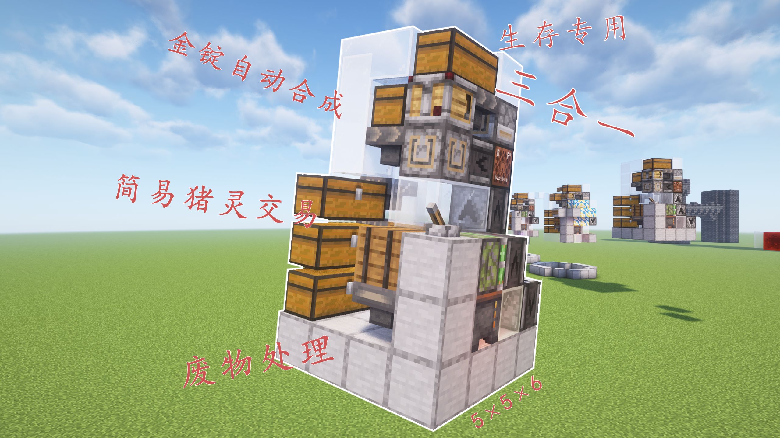 【Minecraft红石机器×建筑预告】极致压缩!生存用三合一!_单机游戏...