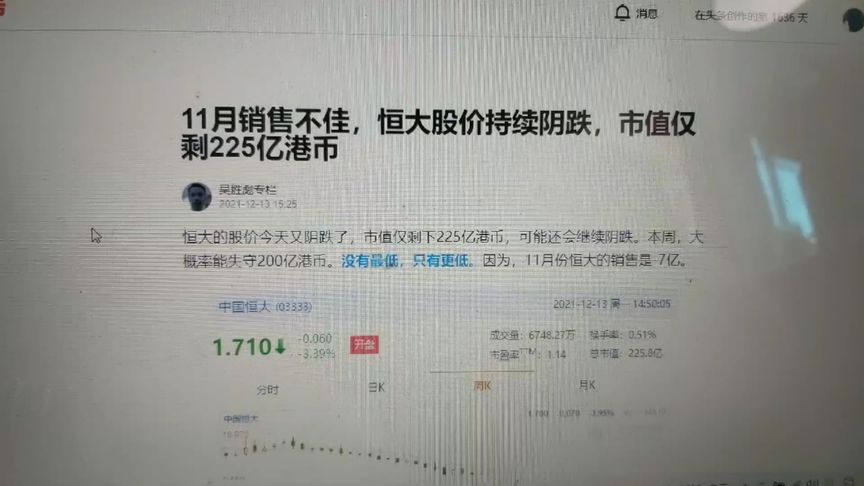 恒大会否破产重组?股价持续阴跌