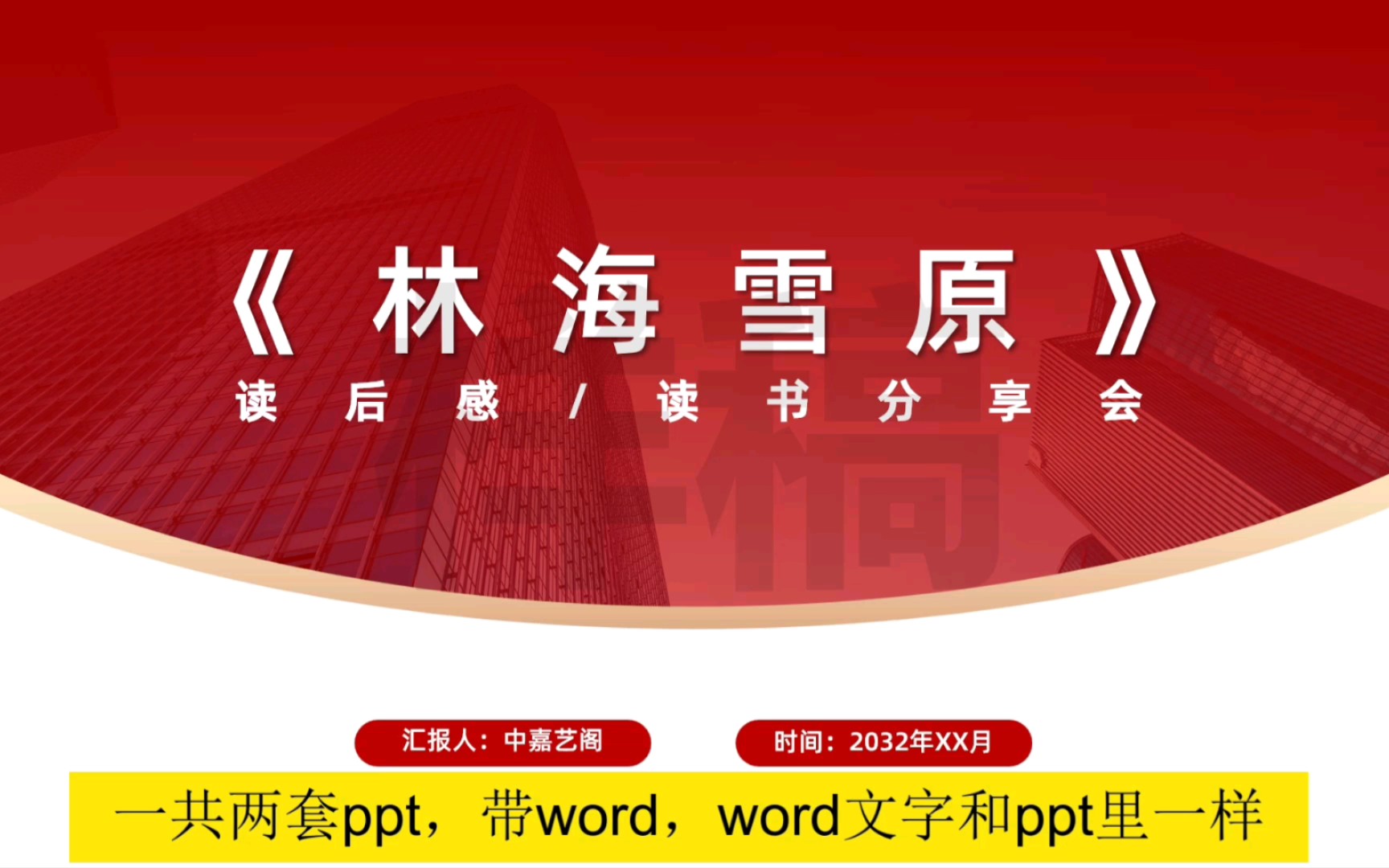 p259经典红色阅读林海雪原读书分享会读后感ppt模板word文稿推荐