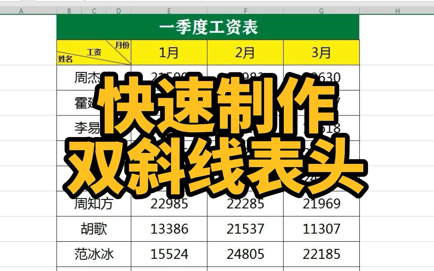 Excel必修技能,如何快速制作双斜线表头?