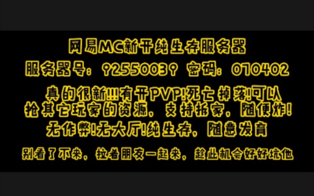 网易mc新服务器纯生存