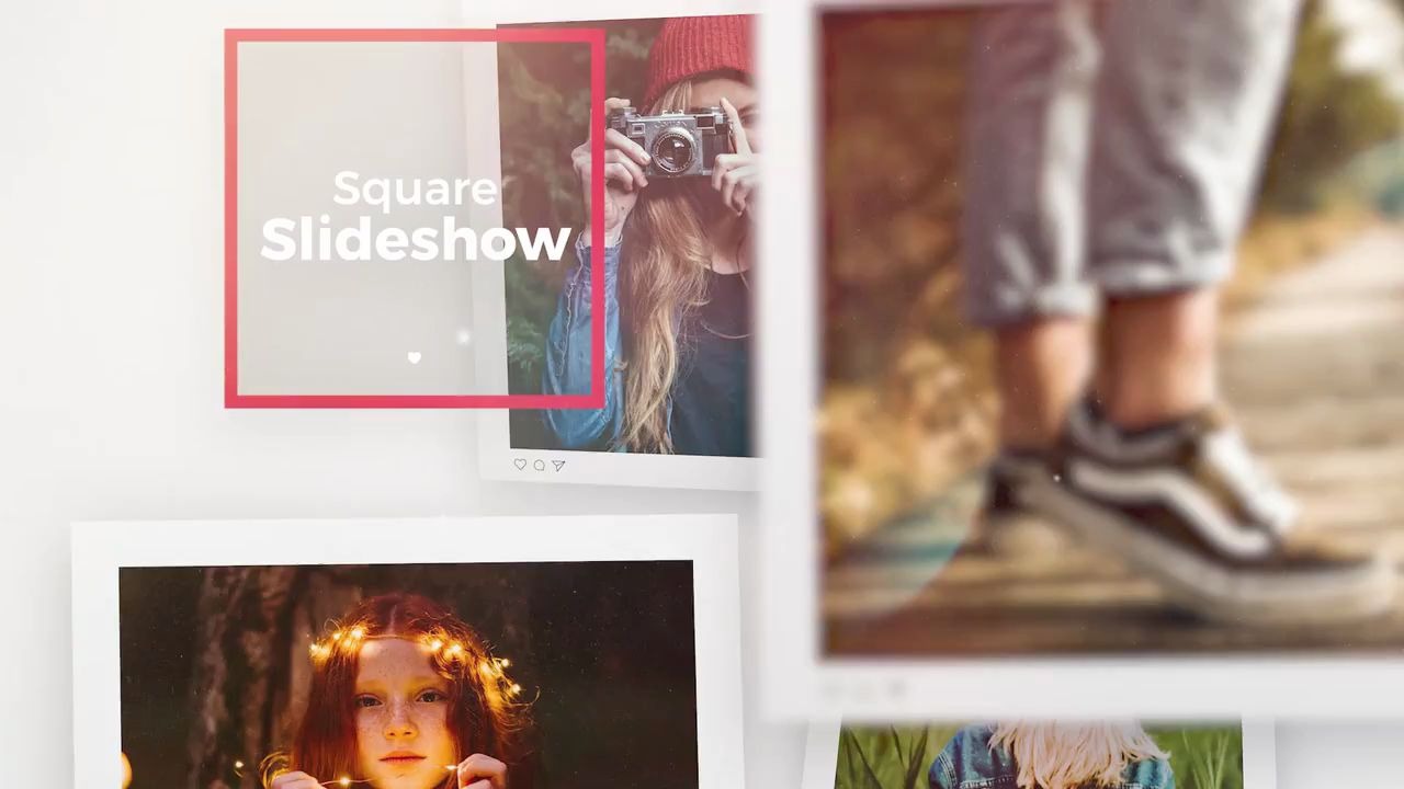 向上漂浮效果照片幻灯片展示Pr模板