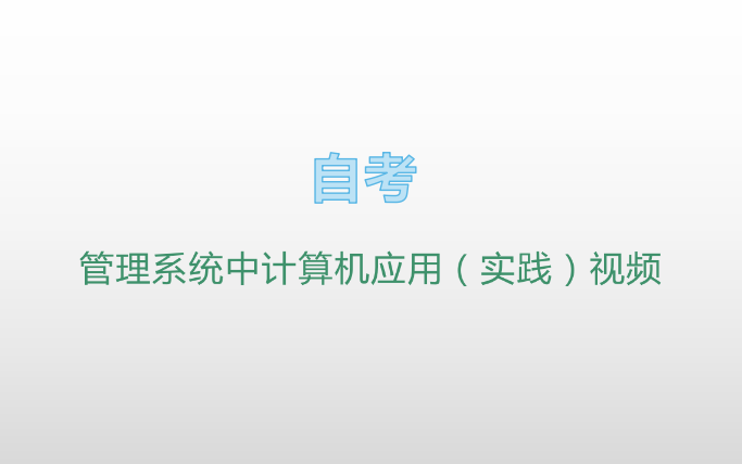 【自考】管理系统中计算机应用(实践)视频